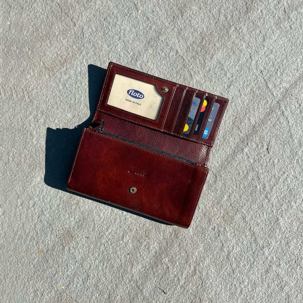 Floto Roma Italian Checkbook Wallet in Full Grain Leather
